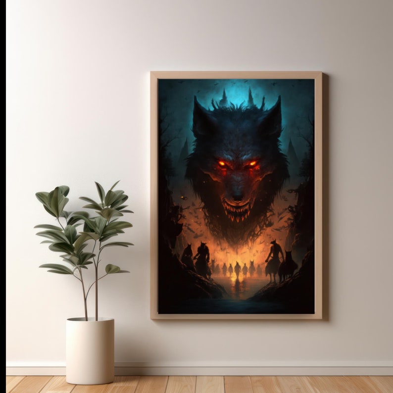 Raging Wolf Posters Prints Wall Art Modern Home Room Bar Decor Painting ...