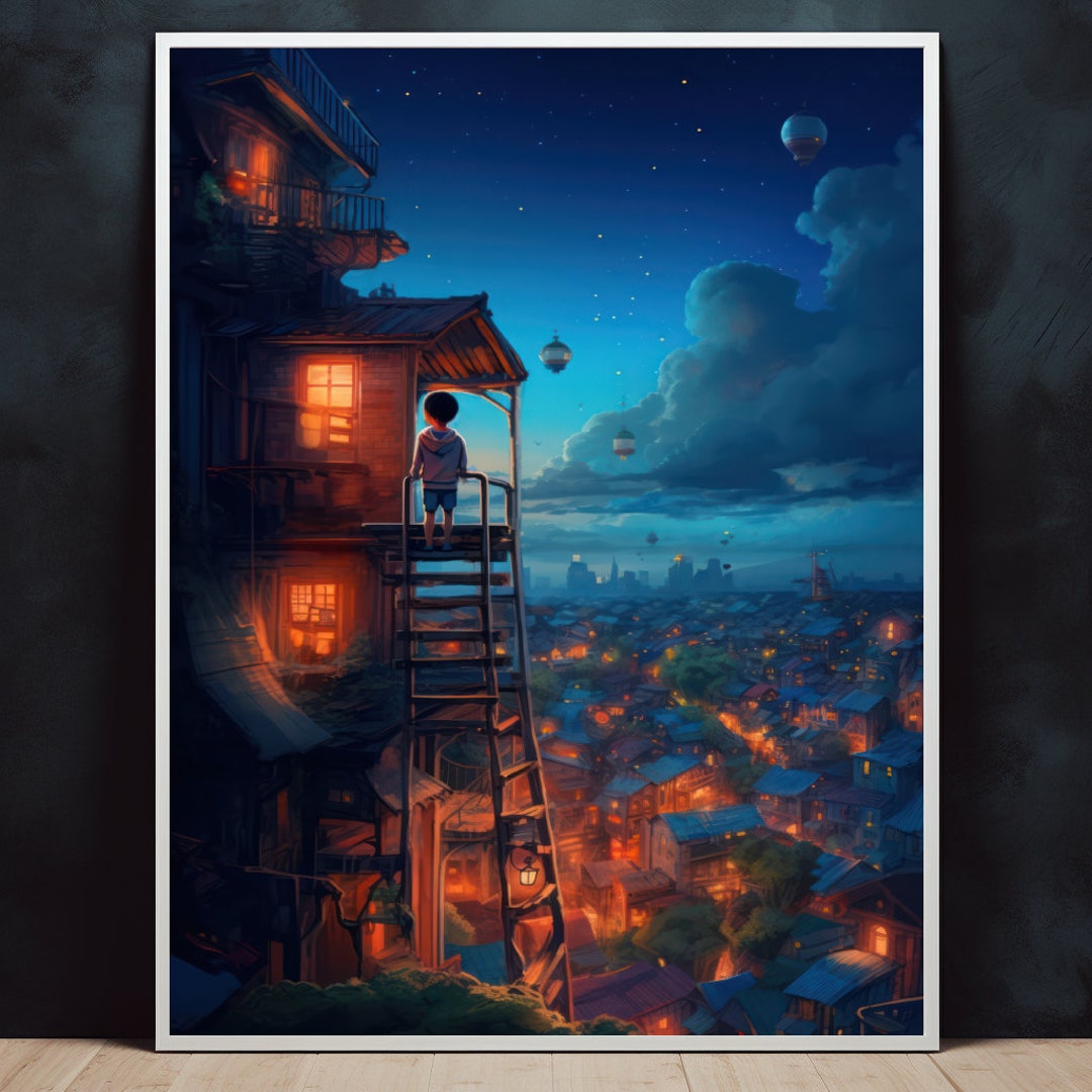 Magical Town Posters Prints Wall Art Modern Home Room Bar Decor ...