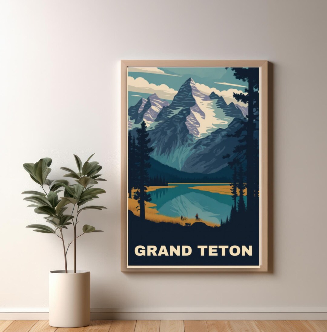 Grand Teton Travel Poster Posters Prints Wall Art Modern Home Room Bar ...