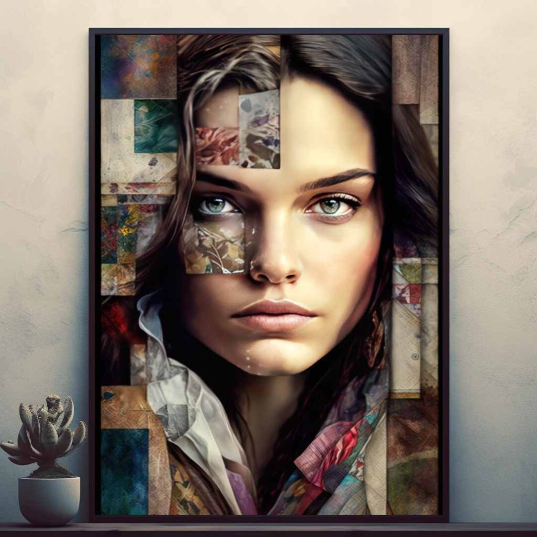 Patchwork Potrait Posters Prints Wall Art Modern Home Room Bar Decor ...