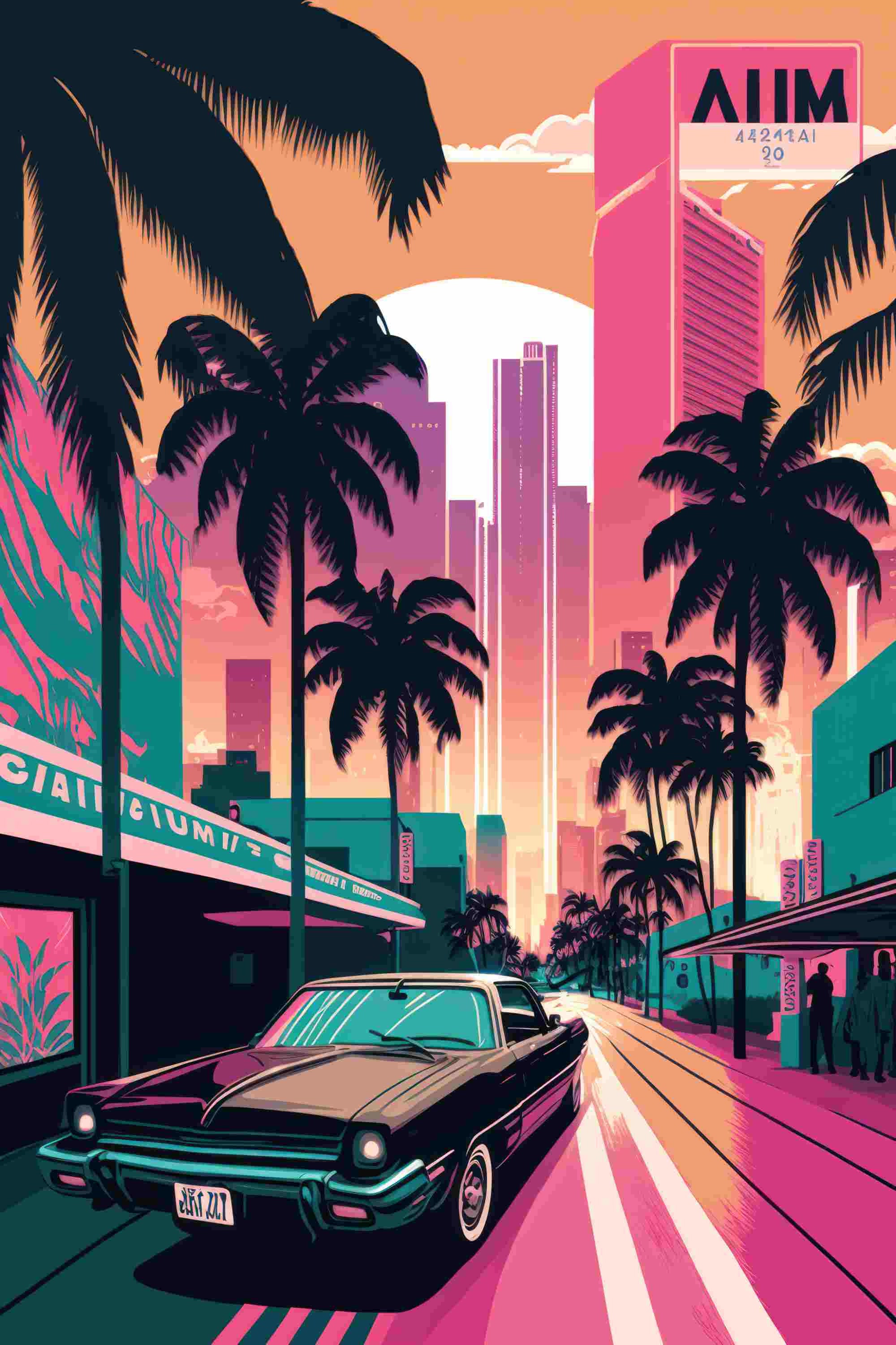 Miami Retro Posters Prints Wall Art Modern Home Room Bar Decor Painting ...