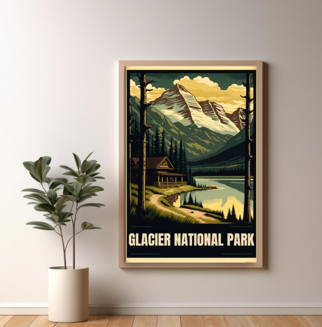 Glacier National Park Travel Poster Posters Prints Wall Art Modern Home ...