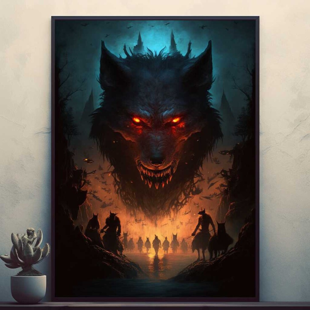Raging Wolf Posters Prints Wall Art Modern Home Room Bar Decor Painting ...