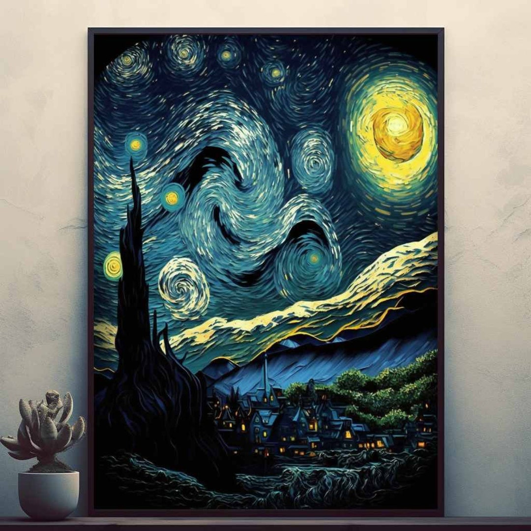 The Starry Night Posters Prints Wall Art Modern Home Room Bar Decor ...