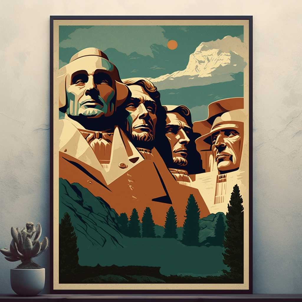 Mt. Rushmore Travel Poster Posters Prints Wall Art Modern Home Room Bar ...
