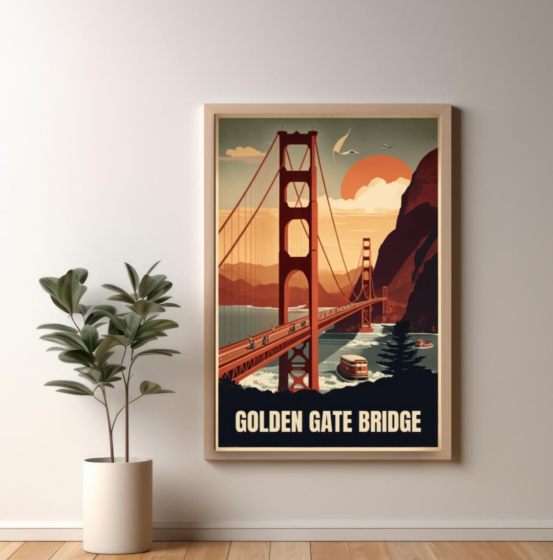 Golden Gate Bridge Travel Poster Posters Prints Wall Art Modern Home ...