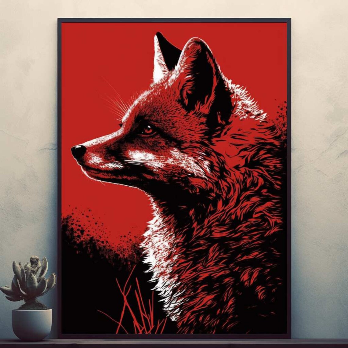 Red Wolf Posters Prints Wall Art Modern Home Room Bar Decor Painting ...
