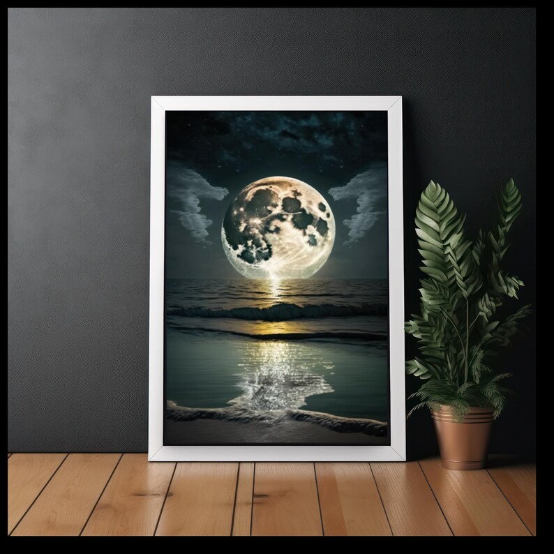 Full Moon Beautiful Nature Posters Prints Wall Art Modern Home Room Bar ...