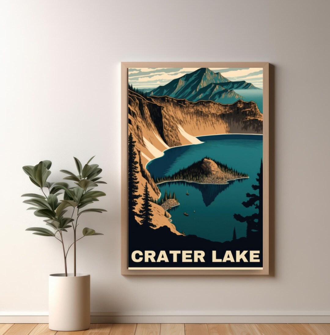 Crater Lake Travel Poster Posters Prints Wall Art Modern Home Room Bar ...