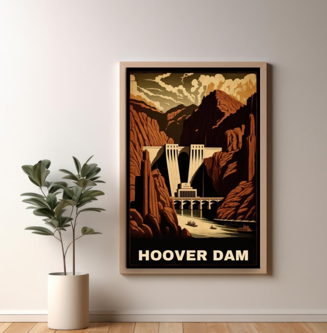 Hoover Dam Travel Poster Posters Prints Wall Art Modern Home Room Bar ...