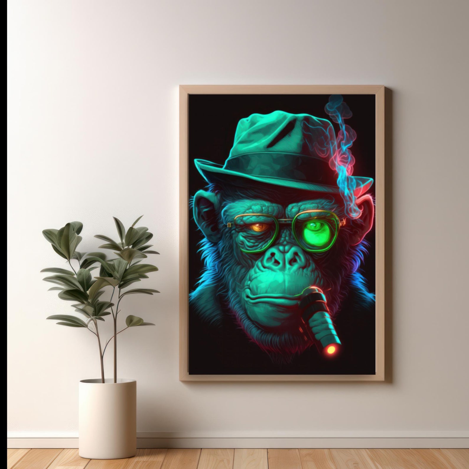 Smoking Ape Posters Prints Wall Art Modern Home Room Bar Decor Painting ...