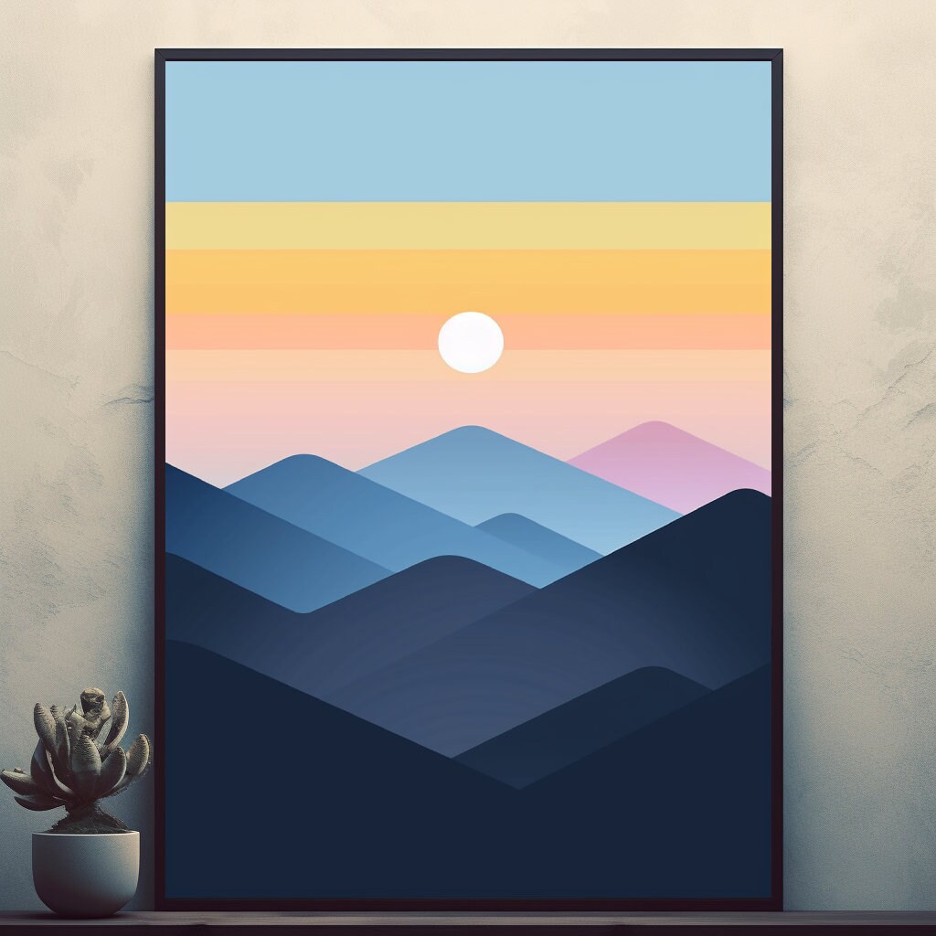 Minimalistisch Berg Design Poster Drucke Wand Kunst Modern Home Room ...