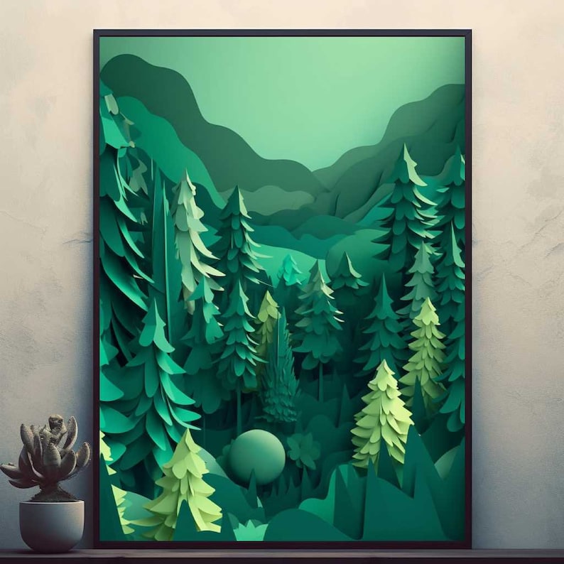 Green Vast Forest Beautiful Nature Posters Prints Wall Art Modern Home ...