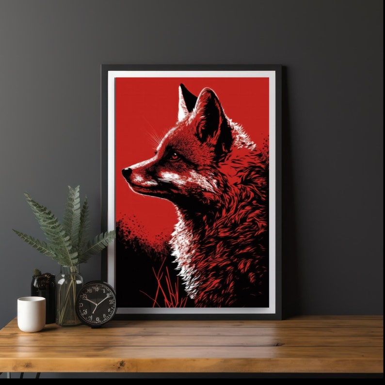 Red Wolf Posters Prints Wall Art Modern Home Room Bar Decor Painting ...