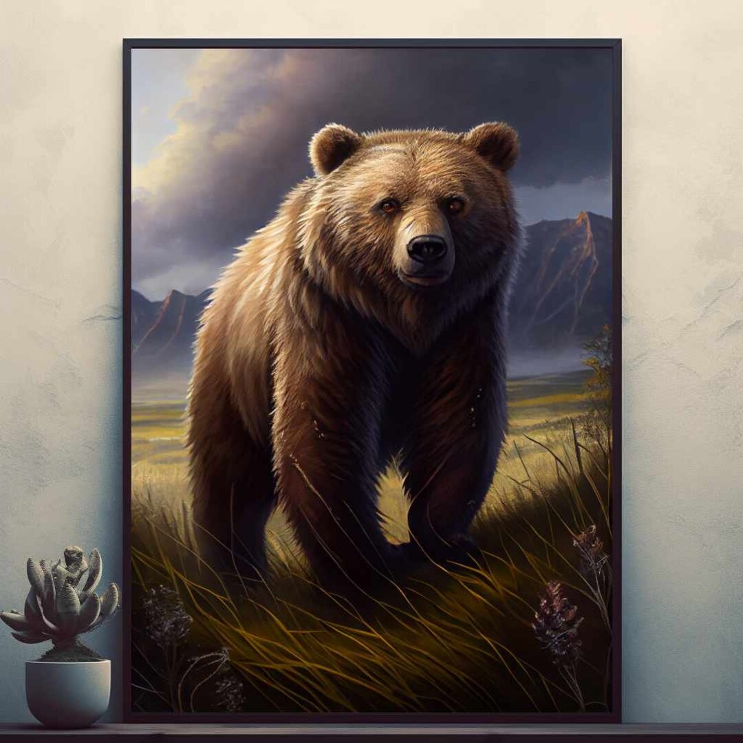 Grizzly Bear Posters Prints Wall Art Modern Home Room Bar Decor ...