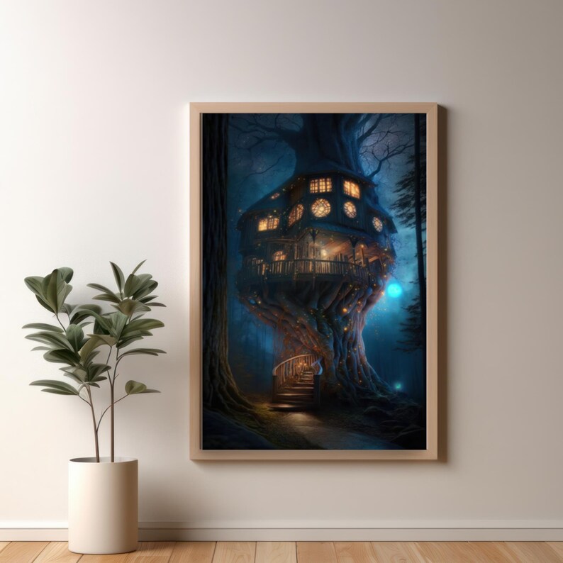 Treehouse Beautiful Nature Posters Prints Wall Art Modern Home Room Bar ...