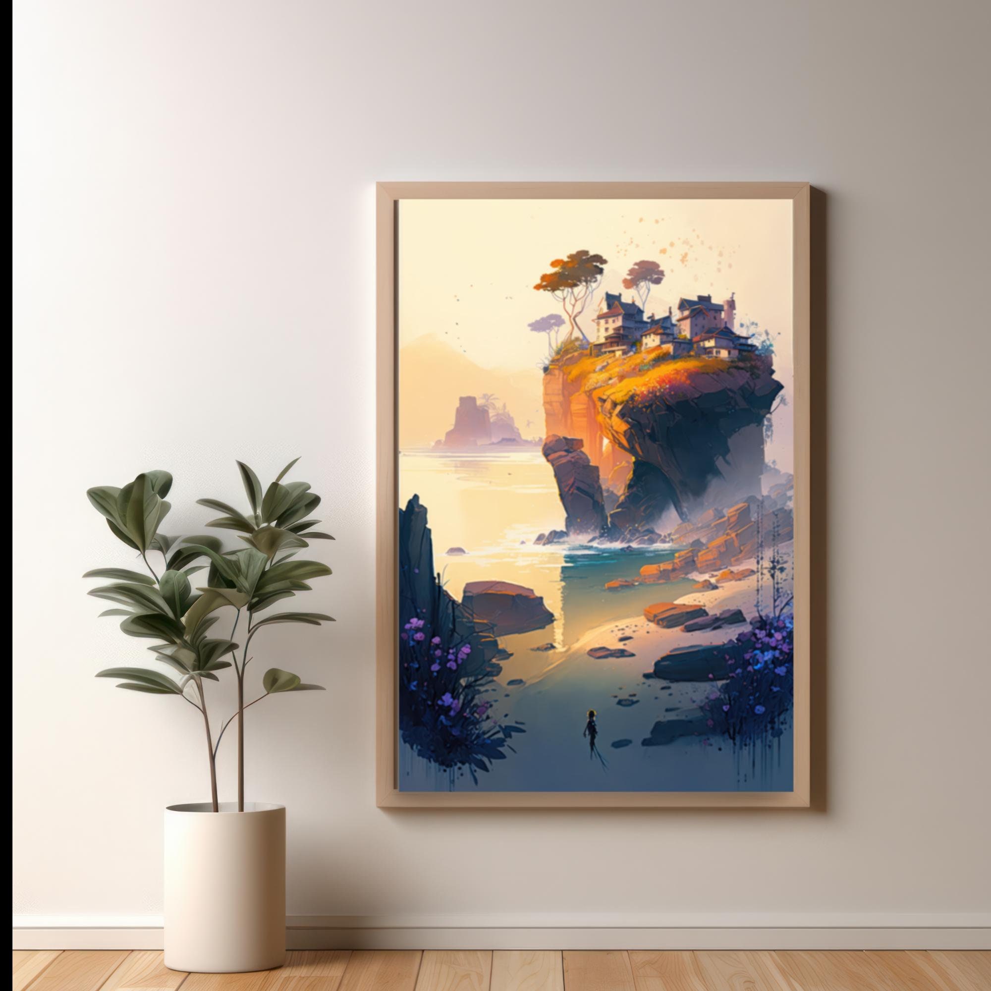Futuristic Coastal Villa Posters Prints Wall Art Modern Home Room Bar ...
