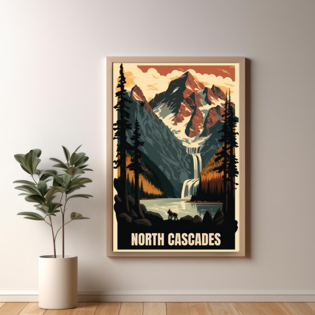 North Cascades Travel Poster Posters Prints Wall Art Modern Home Room ...