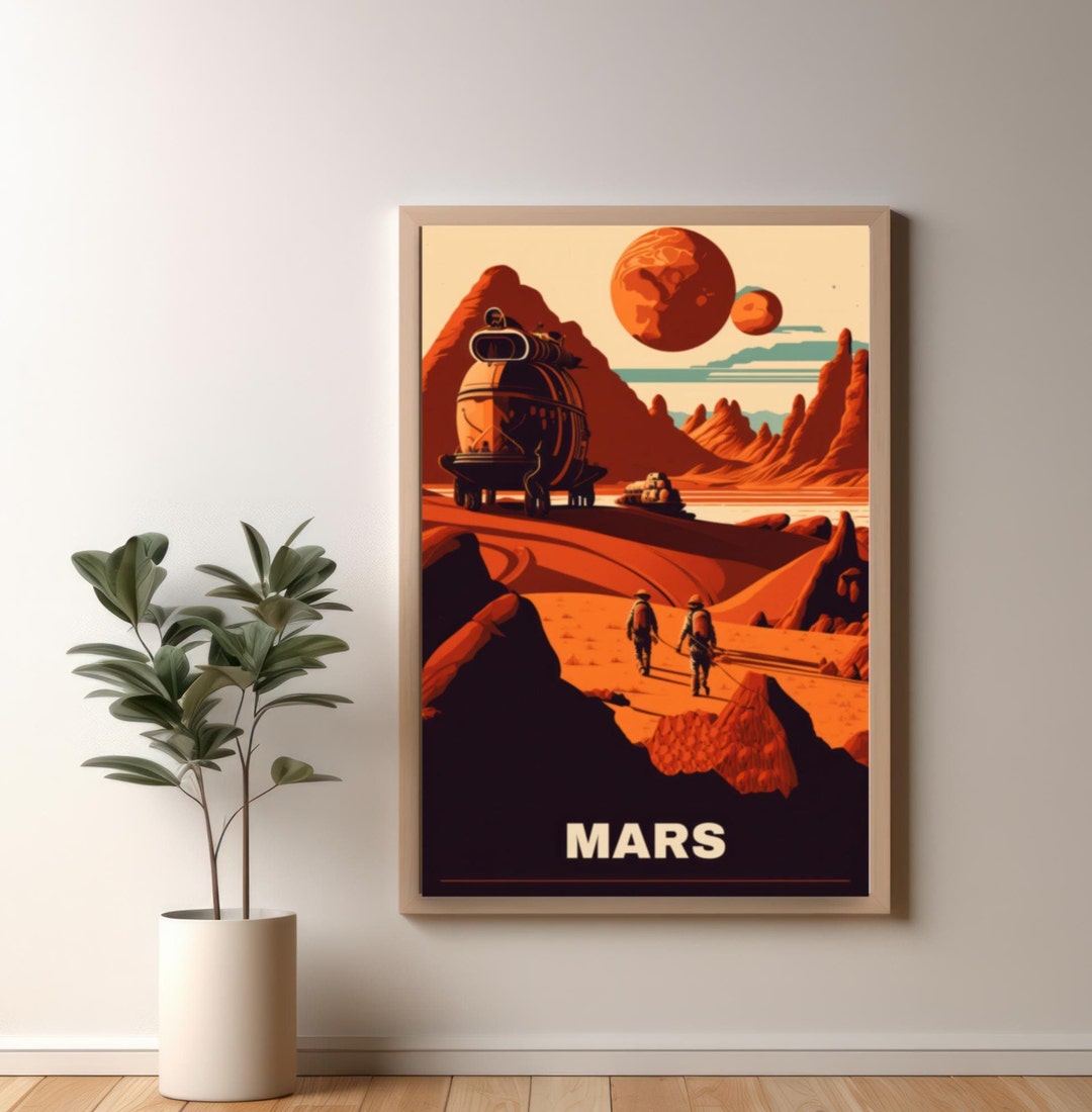 Mars Travel Poster Posters Prints Wall Art Modern Home Room Bar Decor ...