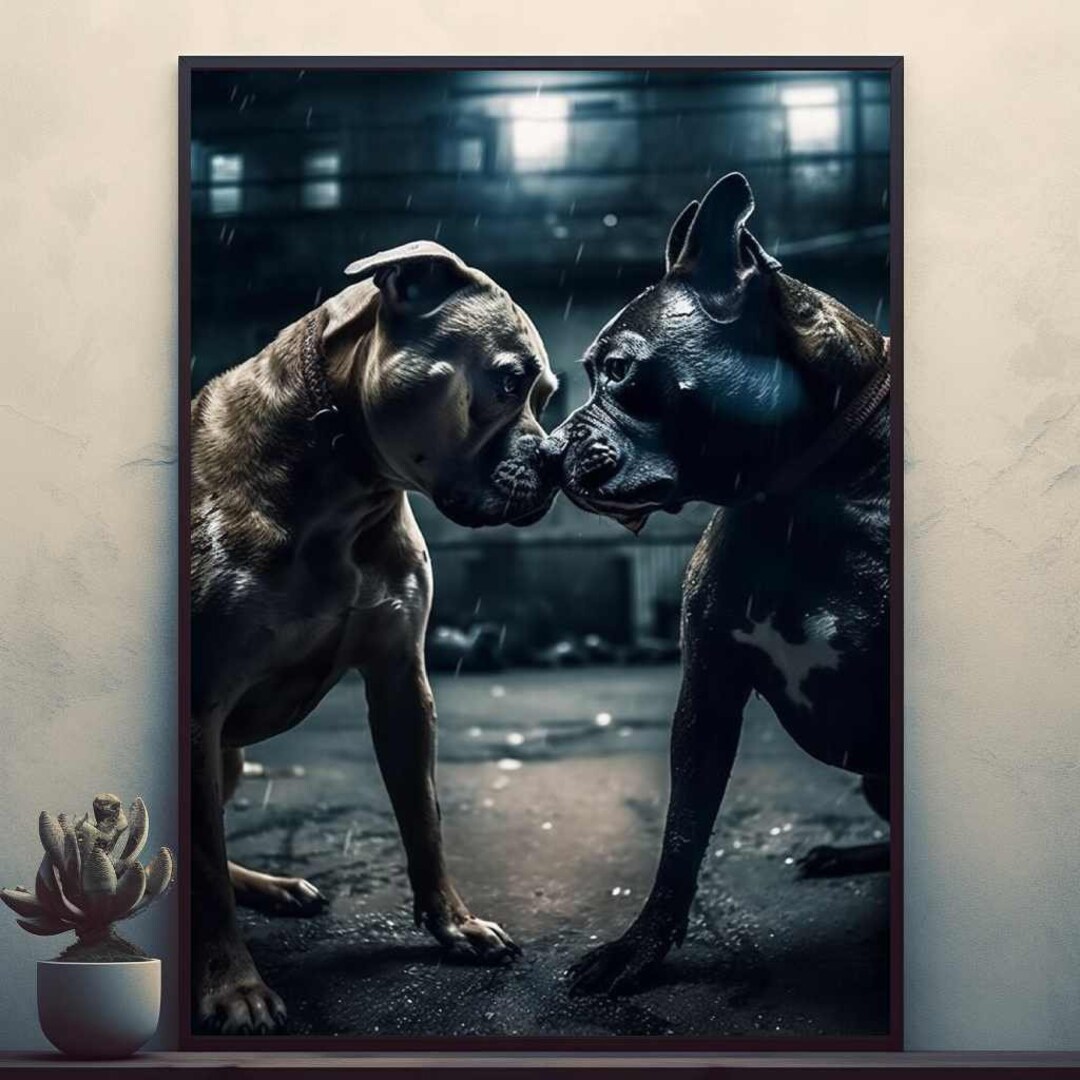 Dog Fight Posters Prints Wall Art Modern Home Room Bar Decor Painting ...
