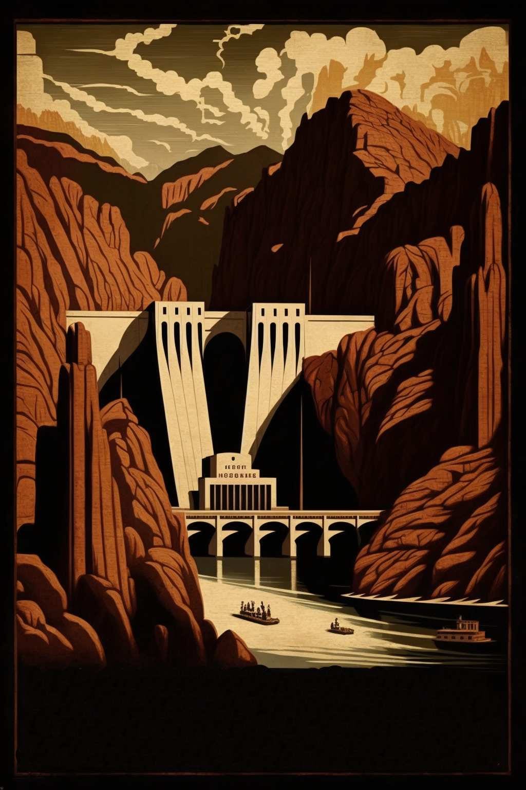 Hoover Dam Travel Poster Posters Prints Wall Art Modern Home Room Bar ...