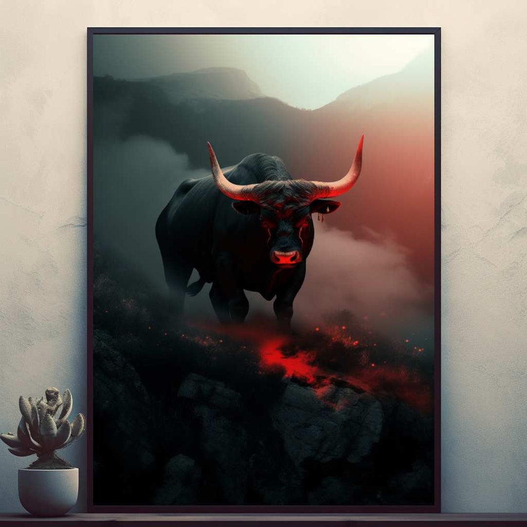 Red Horns Posters Prints Wall Art Modern Home Room Bar Decor Painting ...