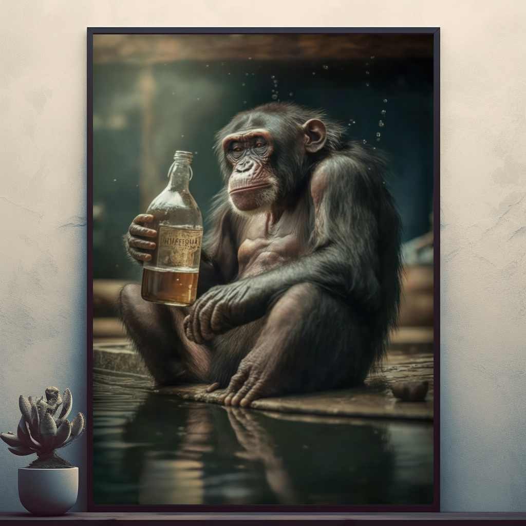 Drunk Chimp Posters Prints Wall Art Modern Home Room Bar Decor Painting ...