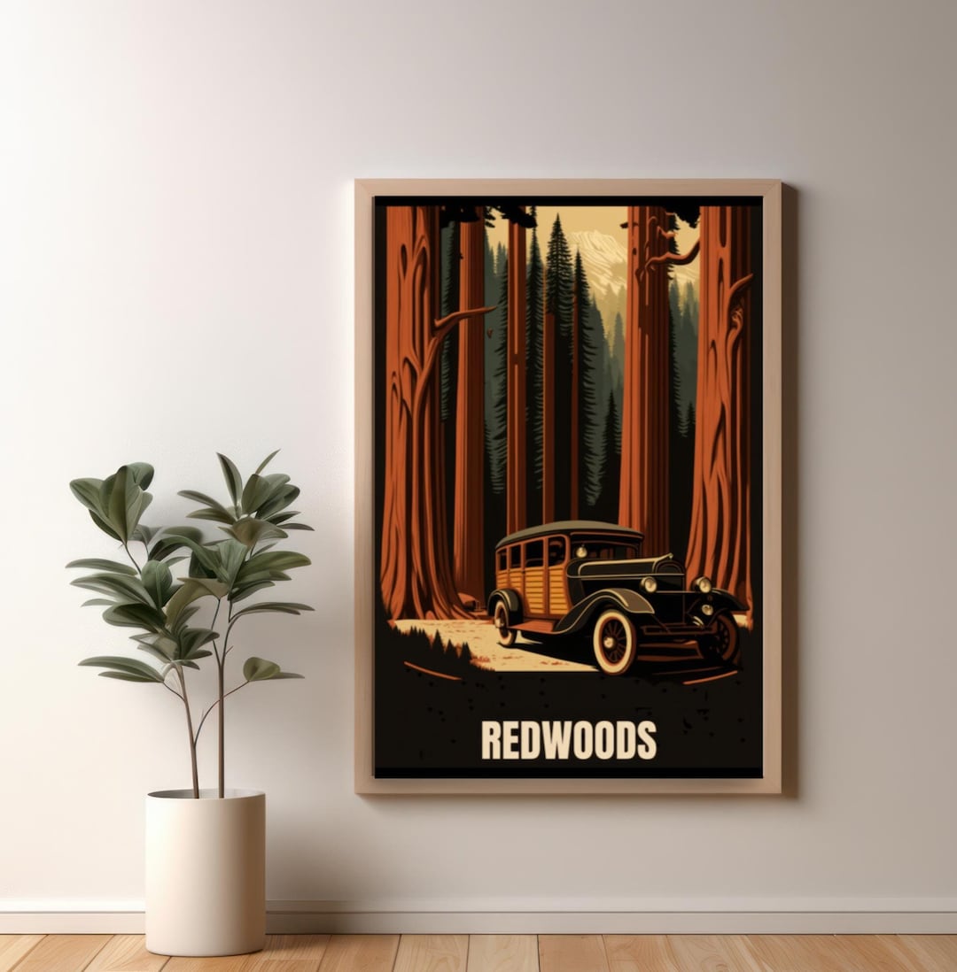Redwoods Travel Poster Posters Prints Wall Art Modern Home Room Bar ...