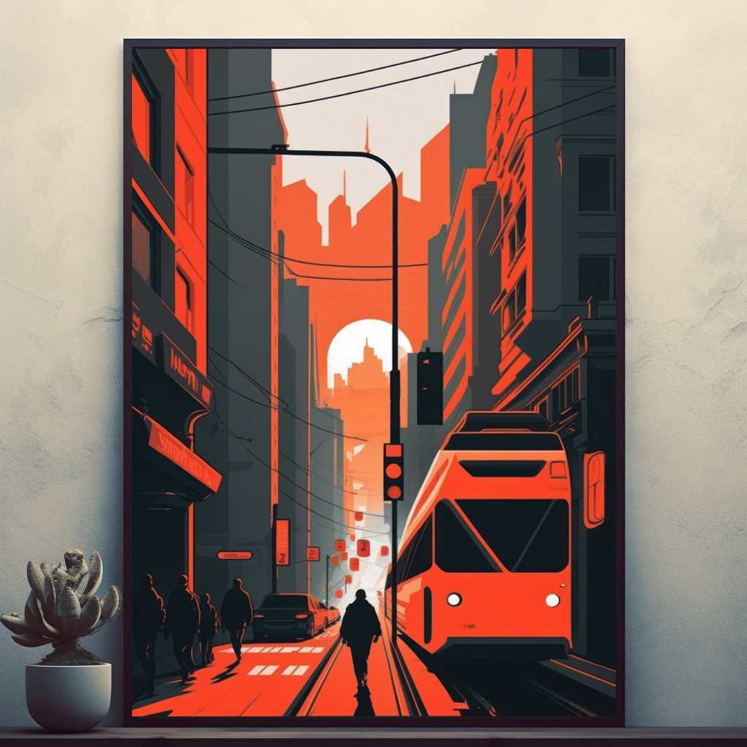 Minimalist City Design Posters Prints Wall Art Modern Home Room Bar ...