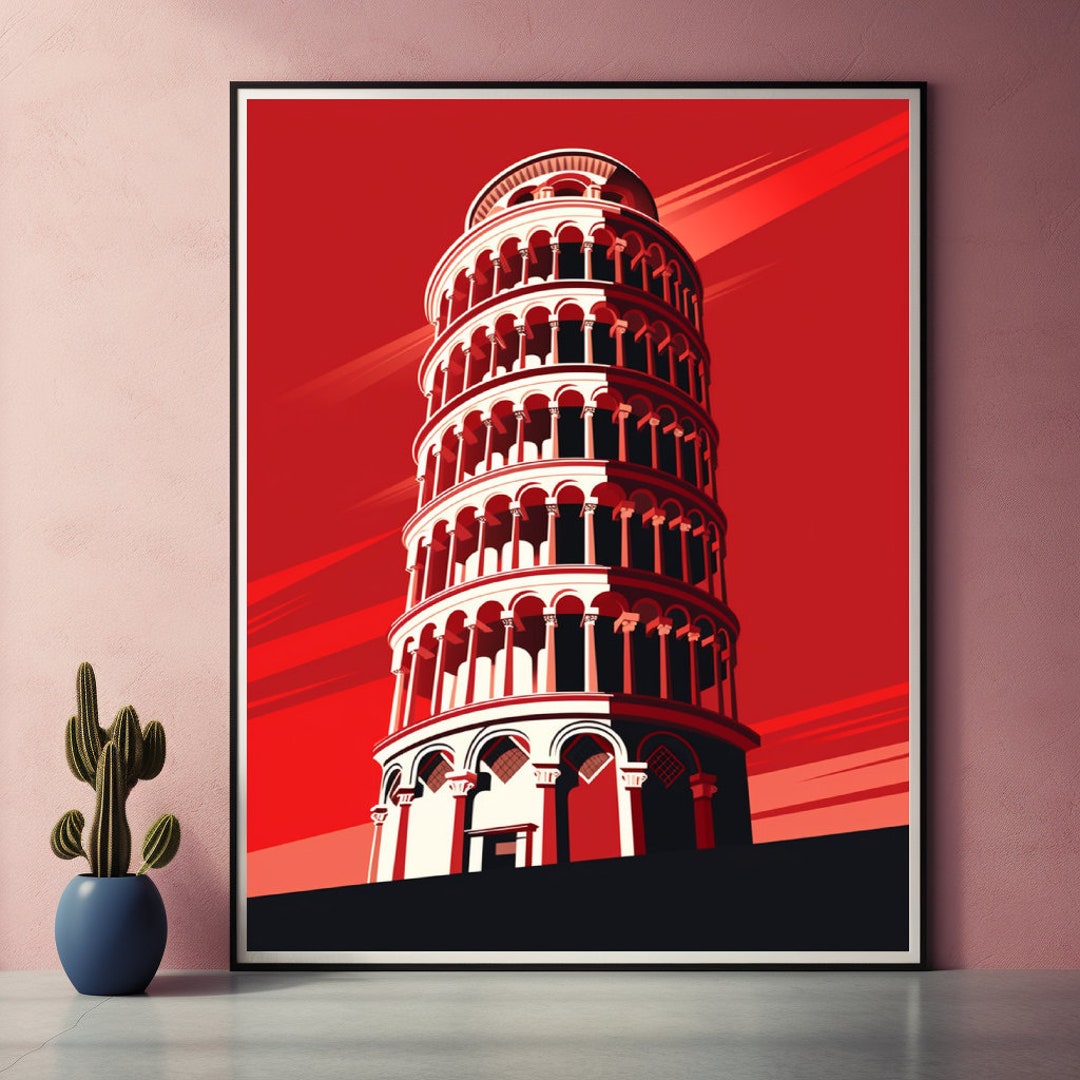 Leaning Tower of Pisa Travel Poster Posters Prints Wall Art Modern Home ...
