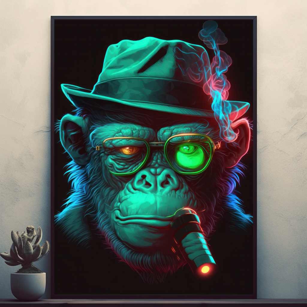 Smoking Ape Posters Prints Wall Art Modern Home Room Bar Decor Painting ...