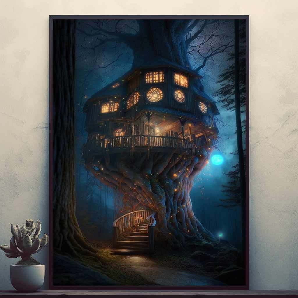 Treehouse Beautiful Nature Posters Prints Wall Art Modern Home Room Bar ...