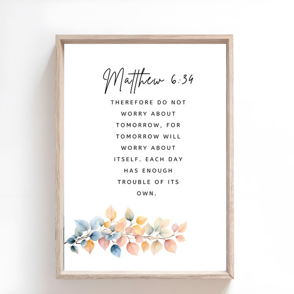 Matthew 6 34 Print - Etsy
