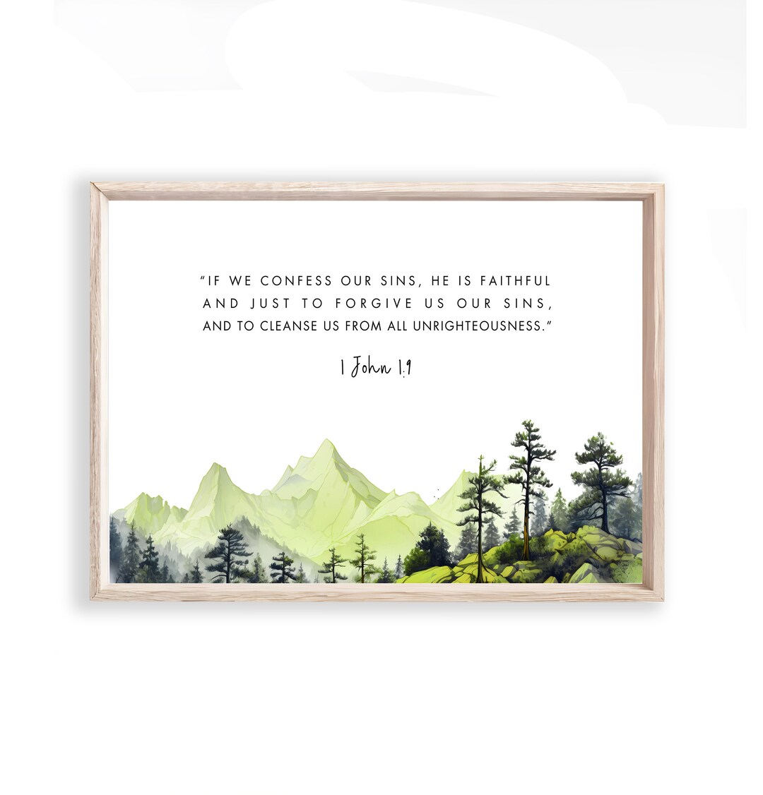 1 John 1:9 Minimalist Scripture Printable, Nursery Décor Christian Art ...