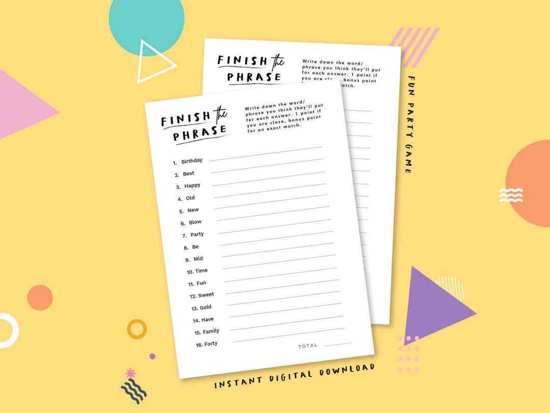 Finish the Phrase | Party Games | Phrase Game | Word Games | Instant ...