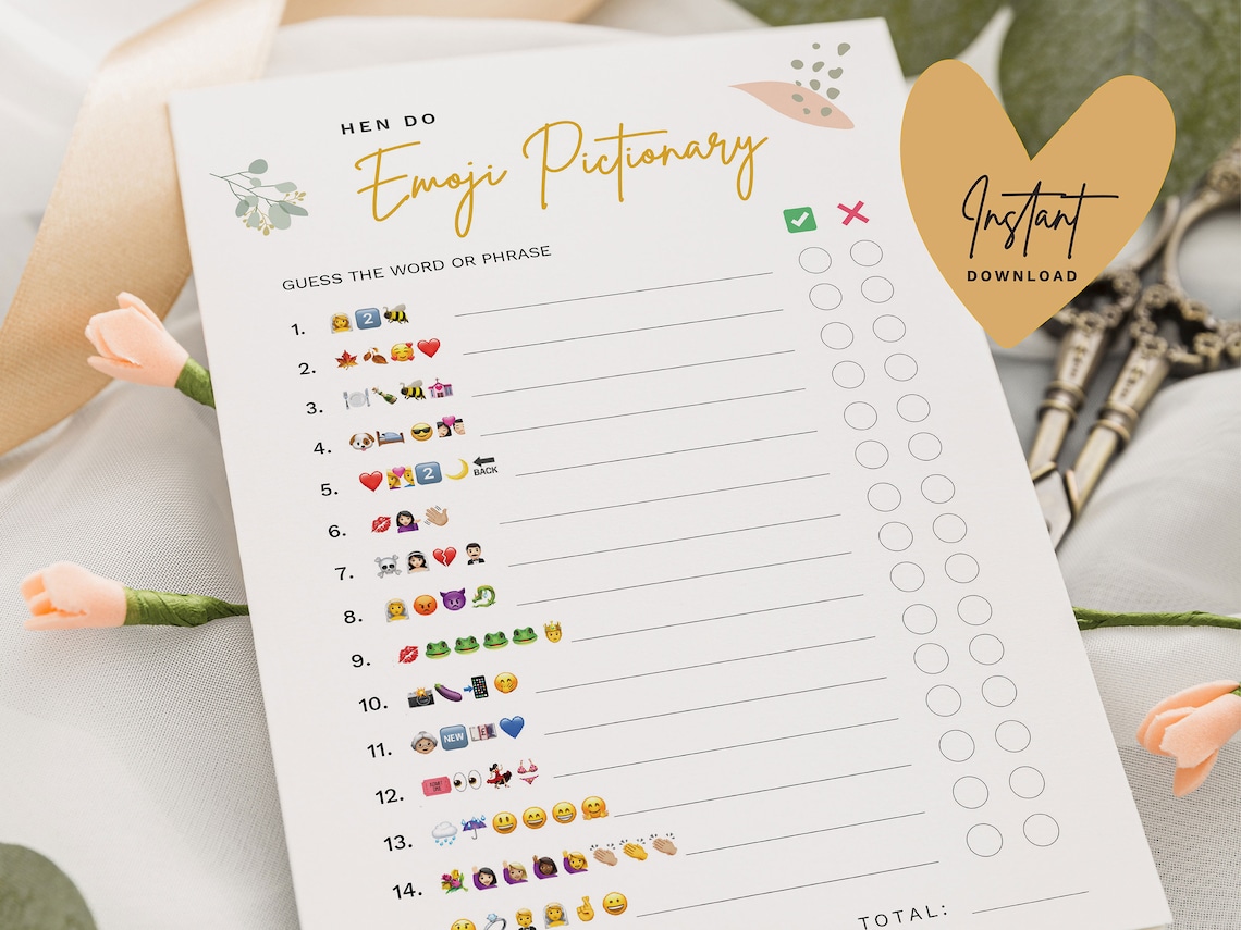 Emoji Pictionary Hen Party Games Hen Do Games - Etsy UK