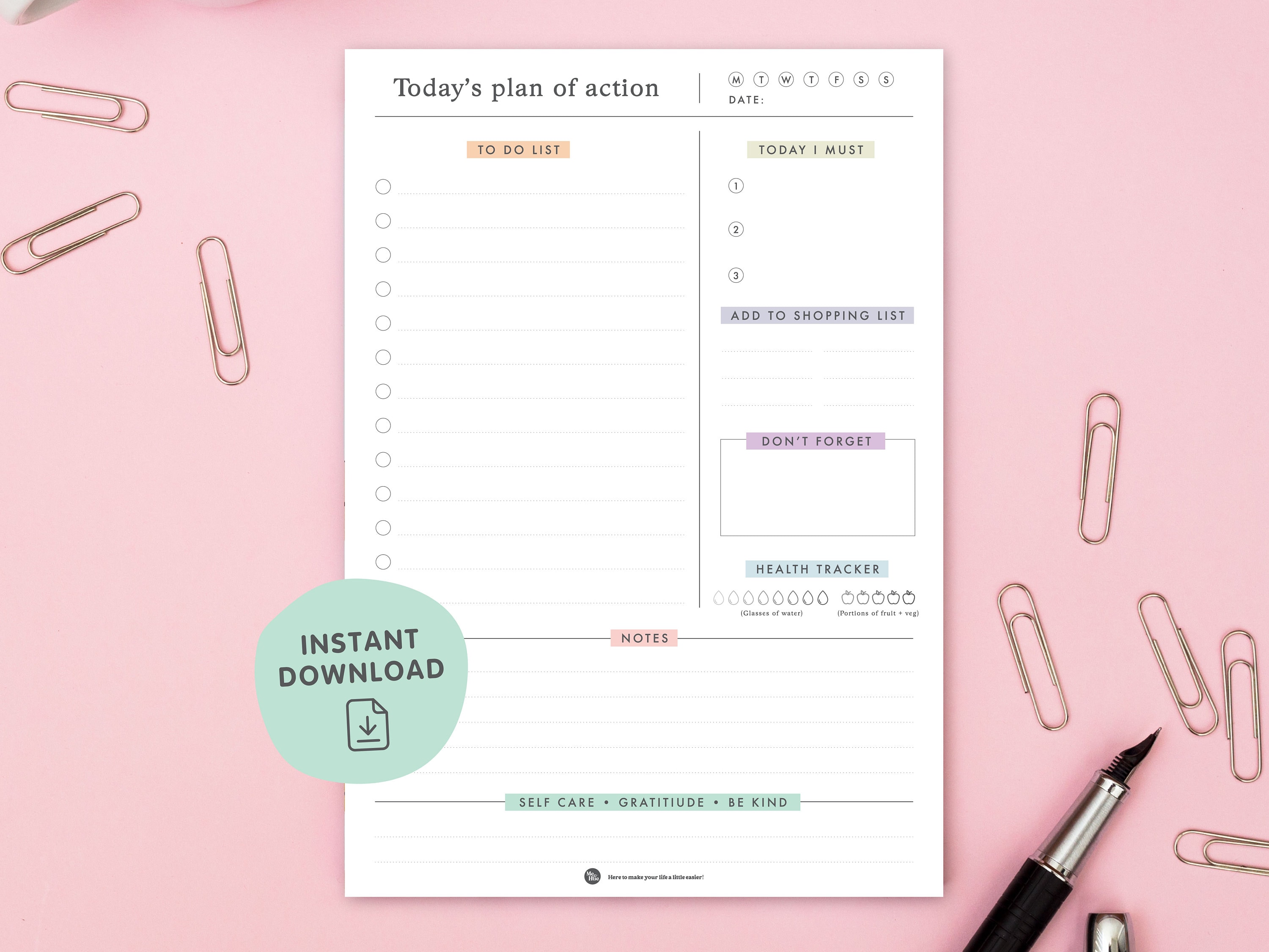 Digital Daily Planner Download | Printable Daily Planner | Instant ...