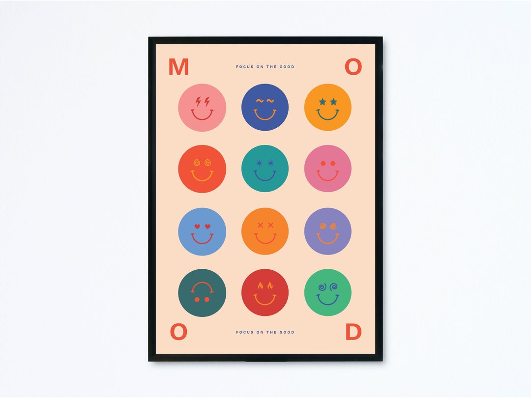 Smiley Face Poster | Colorful Good Mood Art Print - Etsy