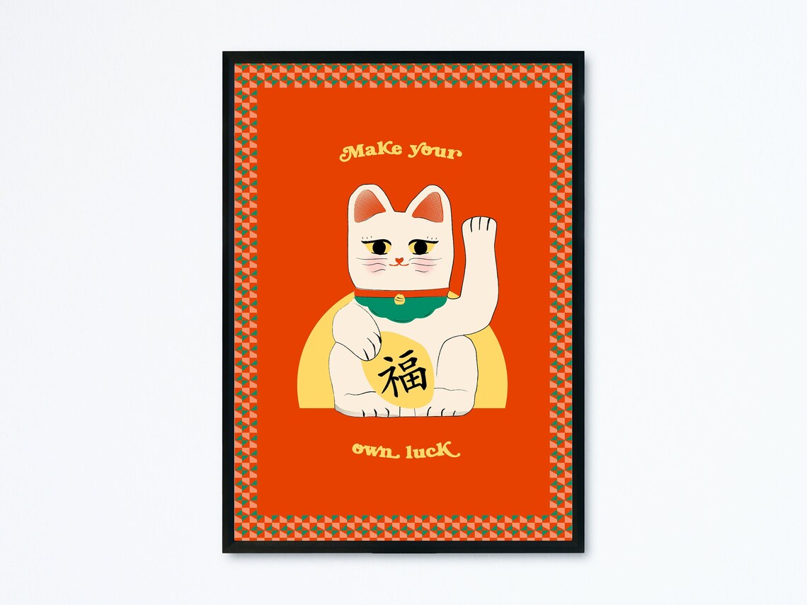 Instant Download | Lucky Cat Wall Art | Lucky Cat Poster | Good Luck ...