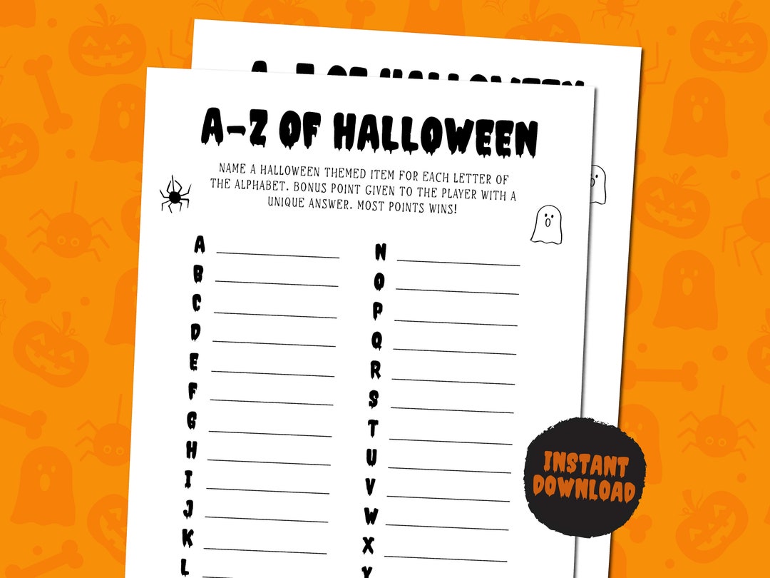 Halloween A-Z Activity Sheet | Halloween Party Games | Halloween Games ...