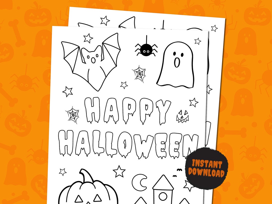 Halloween Colouring Sheet | Kids Party Game (instant Download) - Etsy