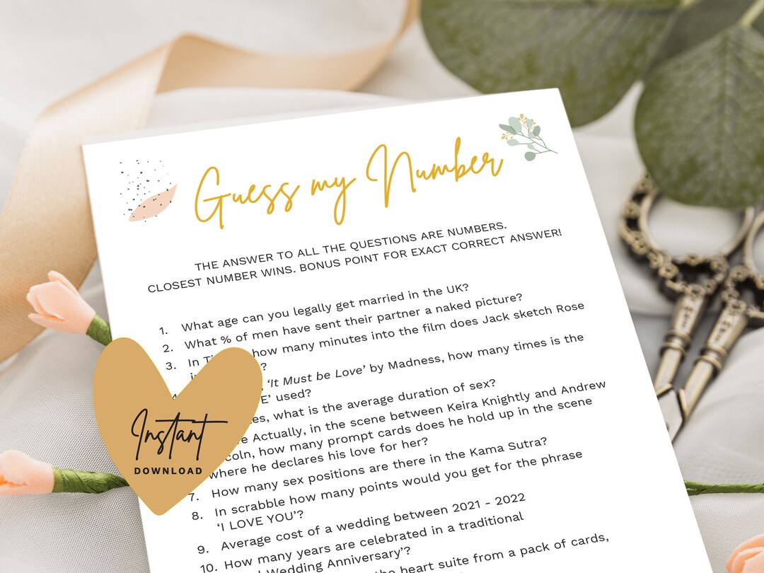 Guess My Number Game Hen Party Games Hen Do Bachelorette - Etsy