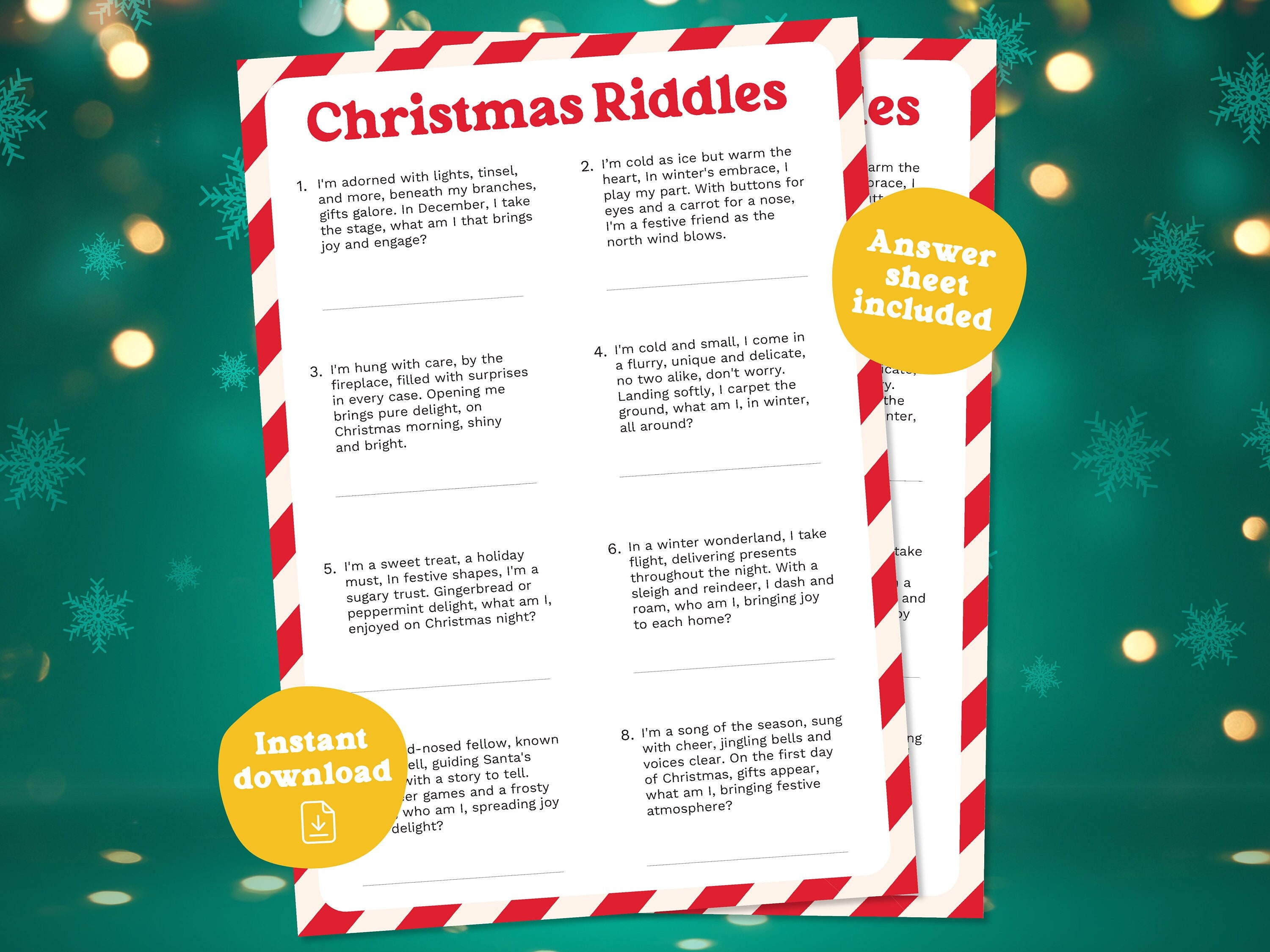 Christmas Riddles Game | Fun Holiday Party (digital Download) - Etsy
