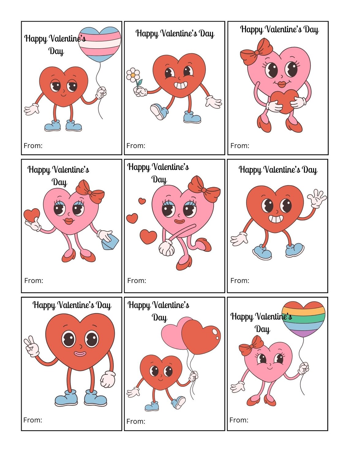 Digital Valentine's Day Cards for Kids/valentine's Day Cards/valentines ...