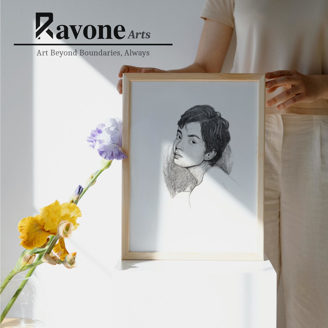 Printable Drawing Ephemeral Glance Minimalist Wall Art Portrait Drawing ...