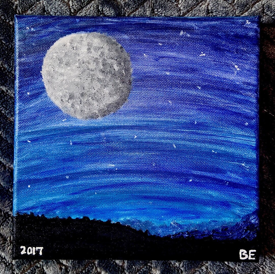Full Moon Acrylic Painting - Etsy