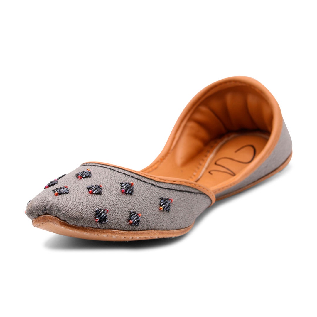 Gray Women's Traditional Handmade Khussa Jutti Bridal Mojari Punjabi ...