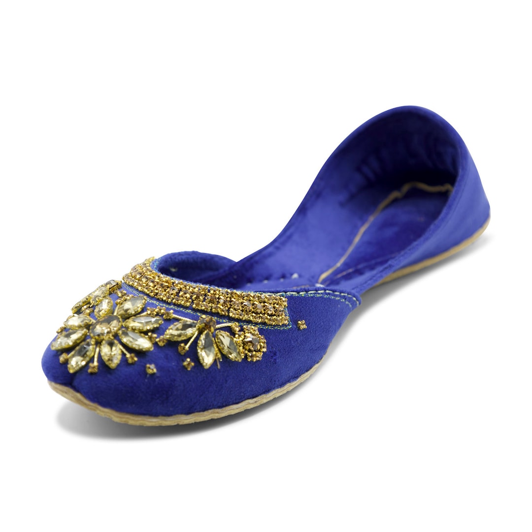 Blue Khussa Velvet Wedding Bridal Mojari Juti Punjabi Jutti Ethnic ...