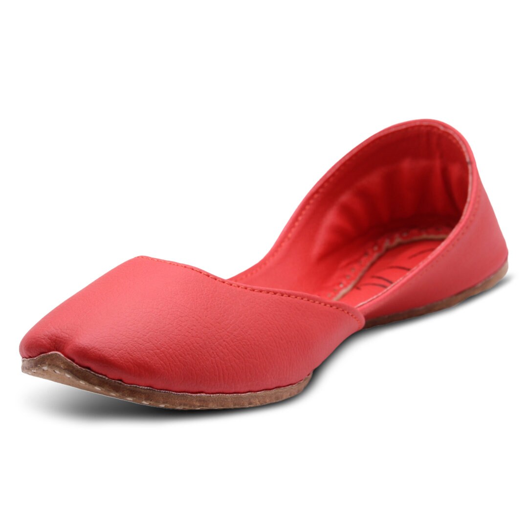 Red Women's Plain Khussa Leather Indian Wedding Bridal Mojari Juti ...