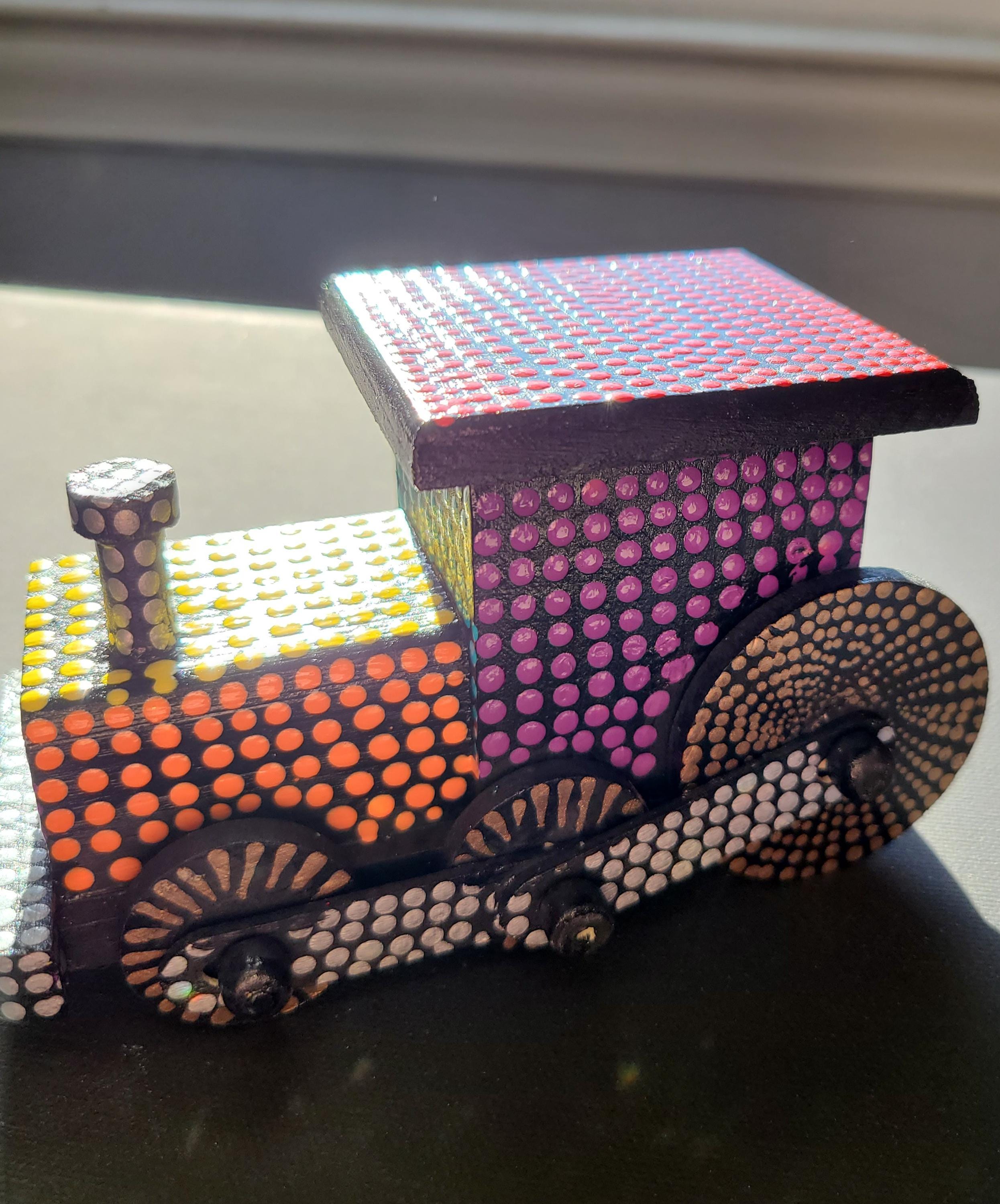 Wooden Train With Moving Wheels, Handpainted Toy or Decoration - Etsy